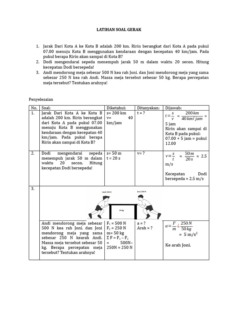 Latihan Soal Gerak Dan Gaya | PDF