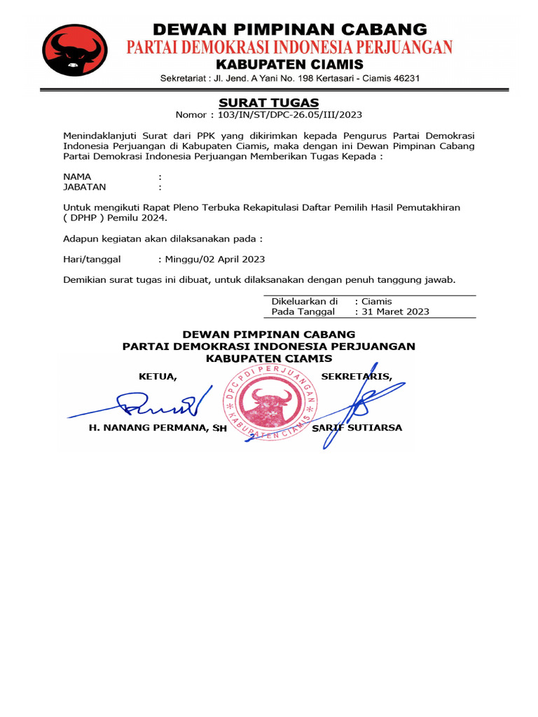 Surat Tugas PPK | PDF