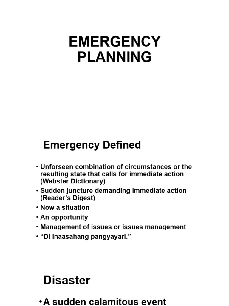 Emergency Planning | PDF