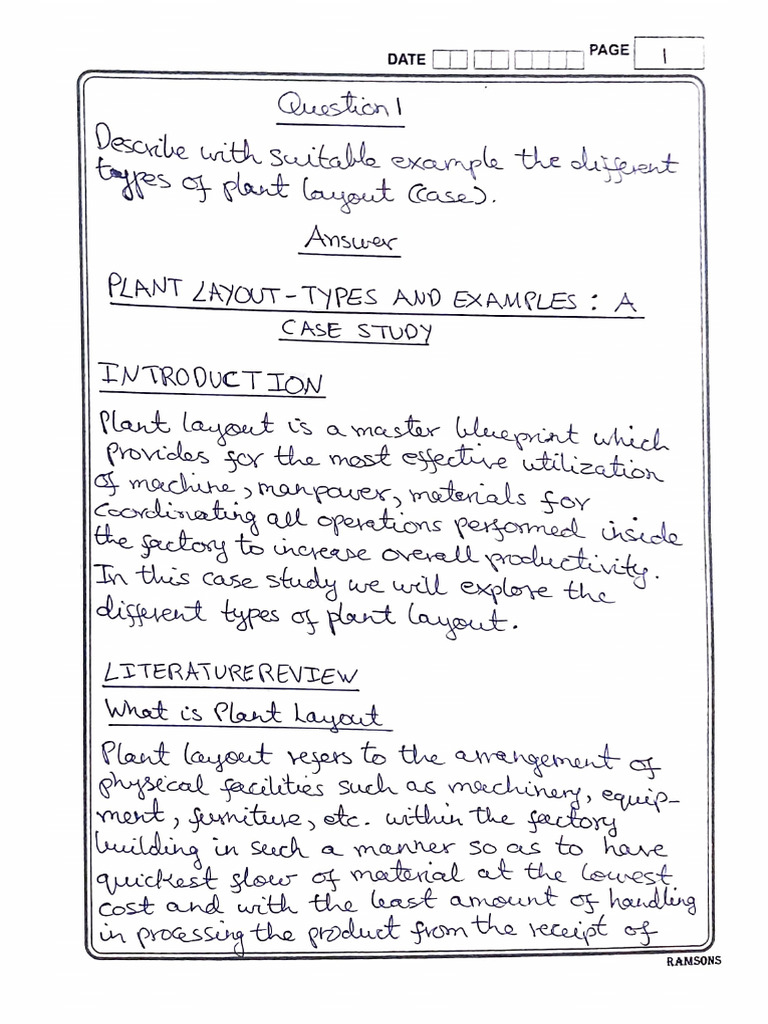 Plant Layout Case Study Pdf