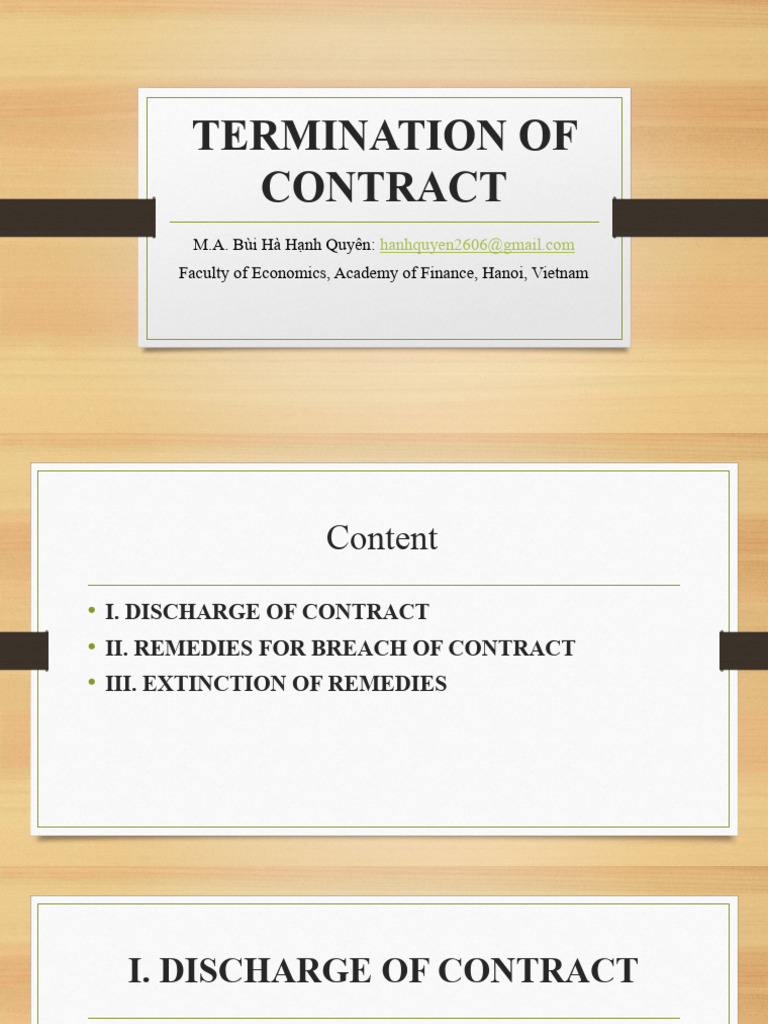 Termination of Contract 2 | PDF | Damages | Specific Performance