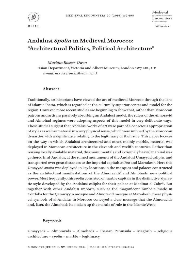 Andalusi Spolia in Medieval Morocco Arch | PDF | Al Andalus | Berbers