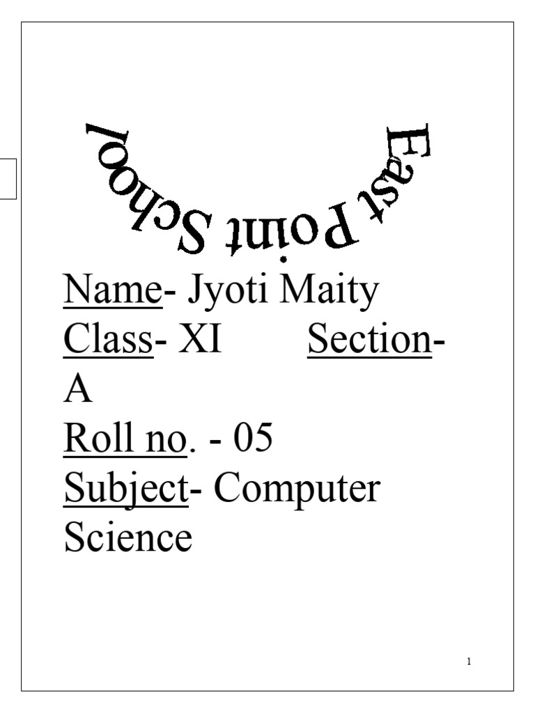 Computer Science Project Jyoti Maity | PDF