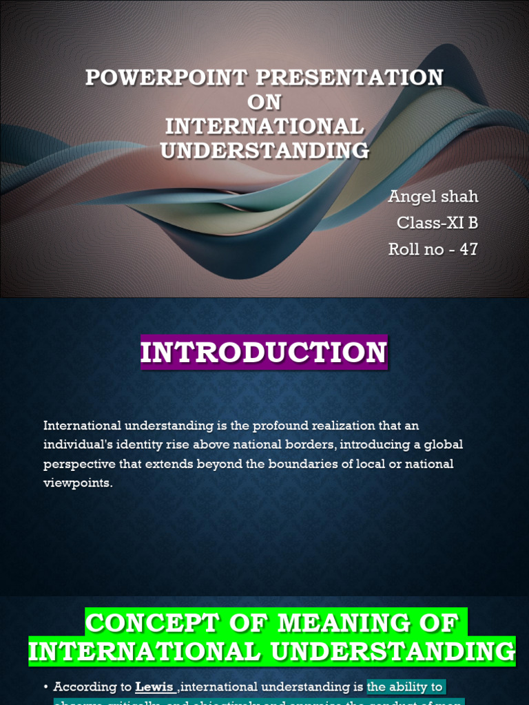 International Understanding | PDF | Peace | Internationalism (Politics)