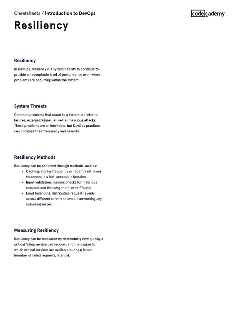 Resiliency Cheatsheet | PDF