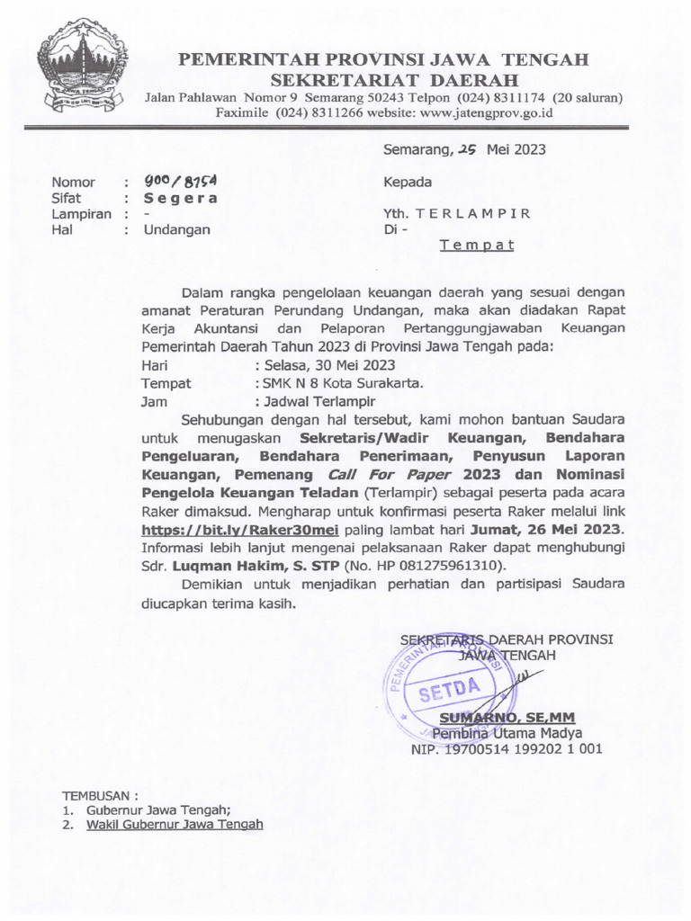 Surat Ke SKPD Undangan Raker | PDF