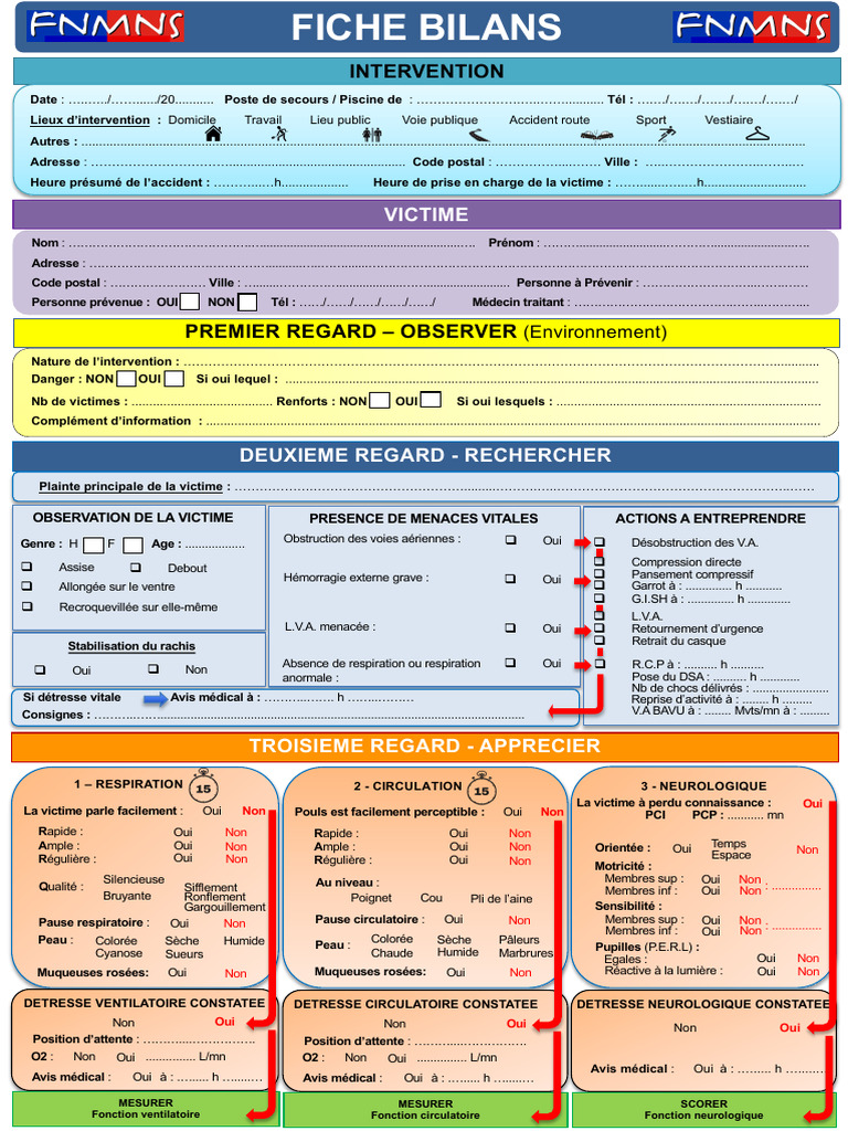 Fiche Bilan Secouriste 2024 | PDF