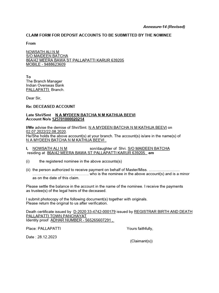 Annexure 14 Revised | PDF