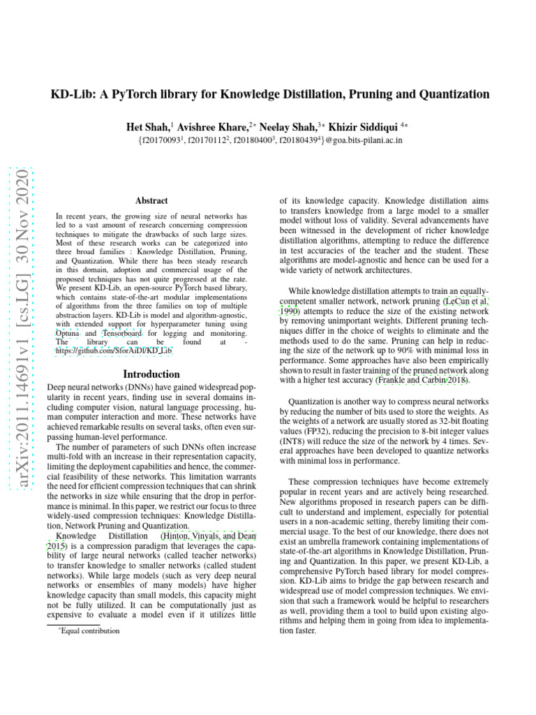 KD-Lib - A PyTorch Library For Knowledge Distillation, Pruning and ...