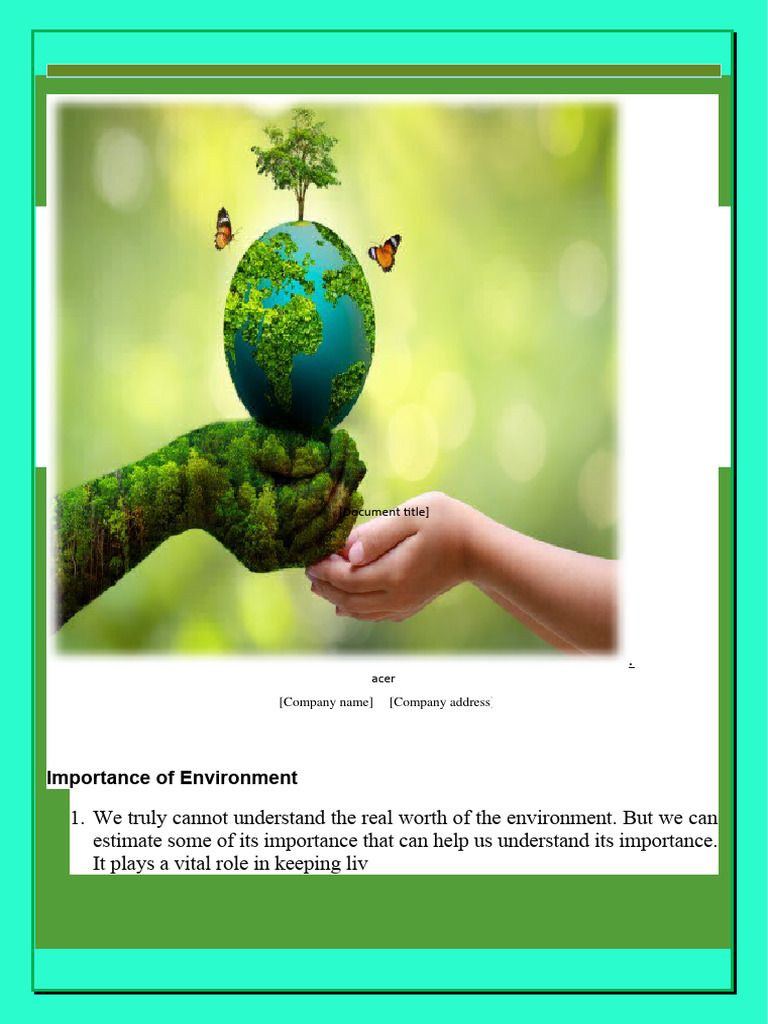 Importance of Environment | PDF | Natural Environment | Environmental ...