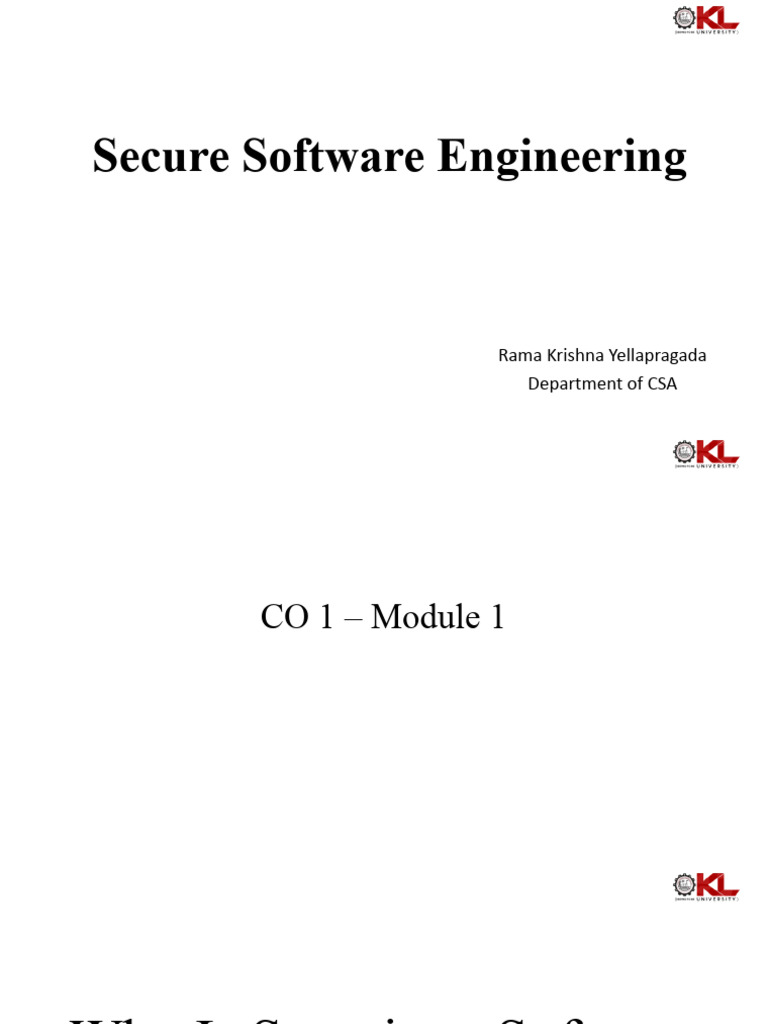 Sse Co1 Module 1 | PDF | Security | Computer Security