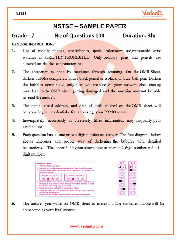NSTSE Class 7 Sample Paper Guide | PDF | Acid | Materials