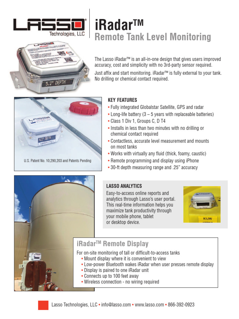 PDS - Lasso Iradar Remote Tank Level Monitoring - EN | PDF | Telemetry ...