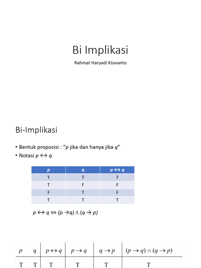 Logika (Biimplikasi) | PDF