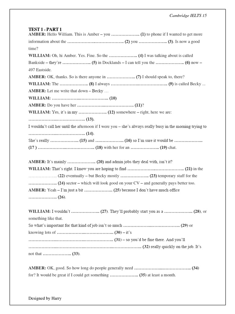 Cambridge 15 - Test 1 2 | PDF