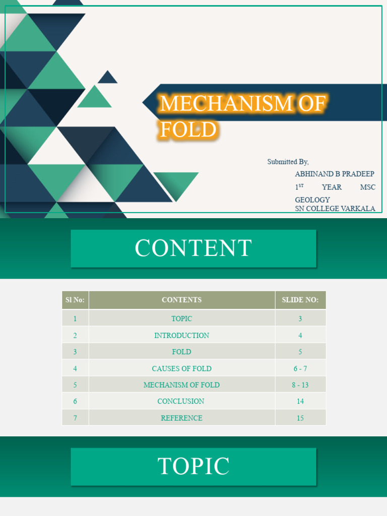Mechanism of Fold Seminar by Abhinand B Pradeep | PDF | Deformation ...