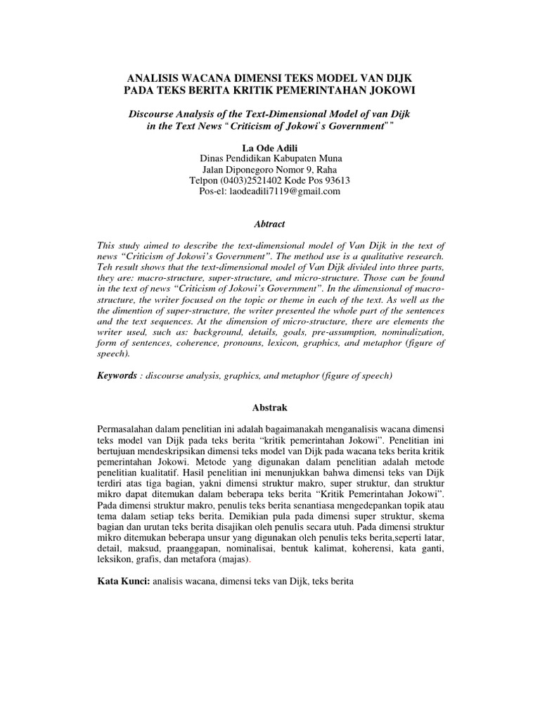 Dimensi Teks Model Van Dijk | PDF