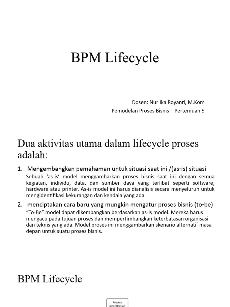 Pertemuan 5-BPM Lifecycle | PDF | Pengelolaan Keuangan & Uang | Komputer