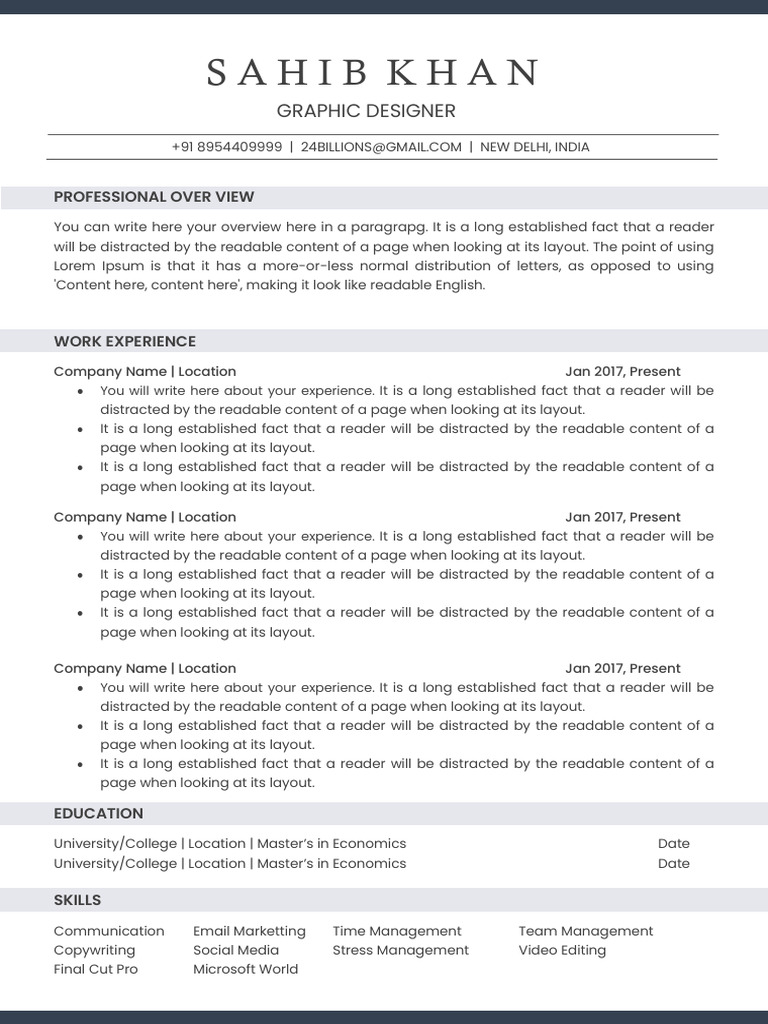 ATS Friendly Resume Format in MS Word PDF | PDF