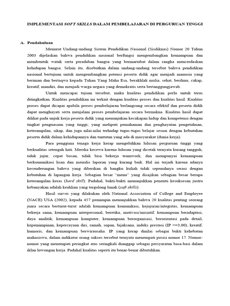 Soft Skills di Perguruan Tinggi | PDF