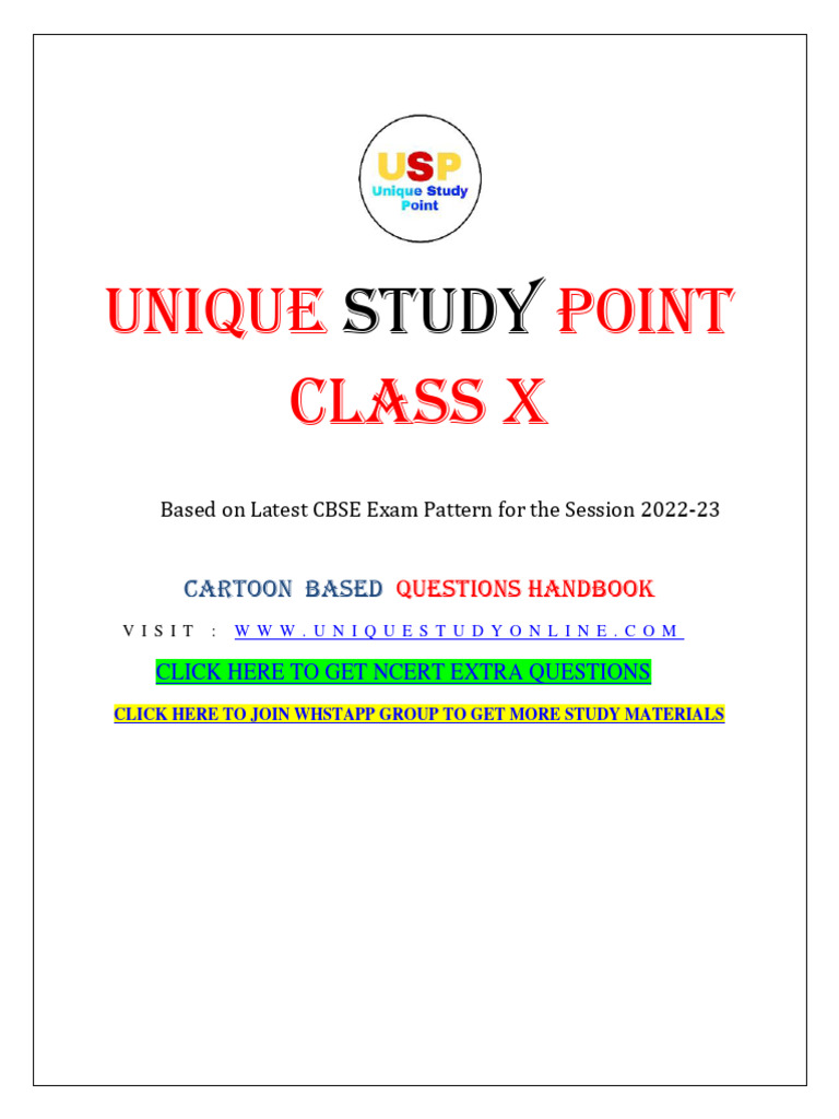 Class X Cartoon Based Questions Unique Study Point | PDF