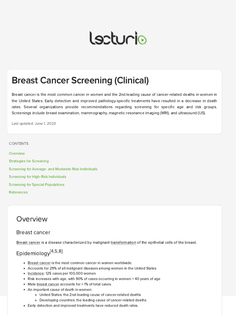 ASBrS Breast Cancer Screening Guidelines | PDF
