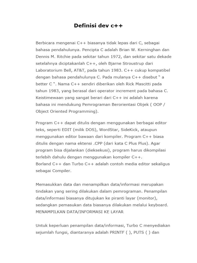 Definisi Dev C | PDF | Metode & Bahan Ajar