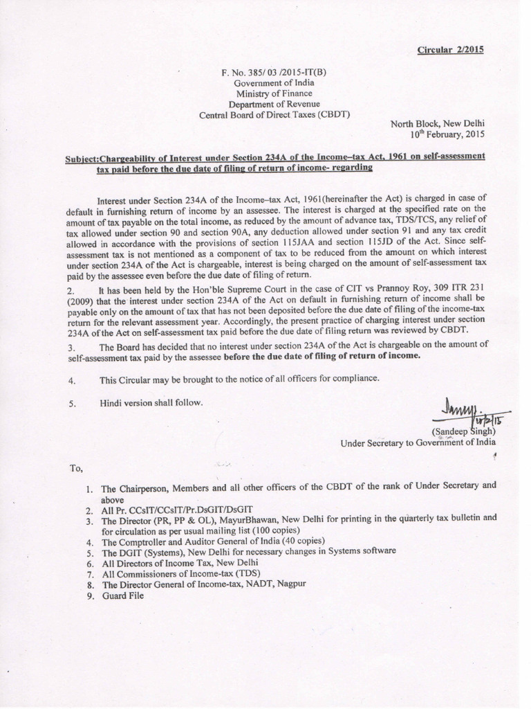Section 234A Circular | PDF