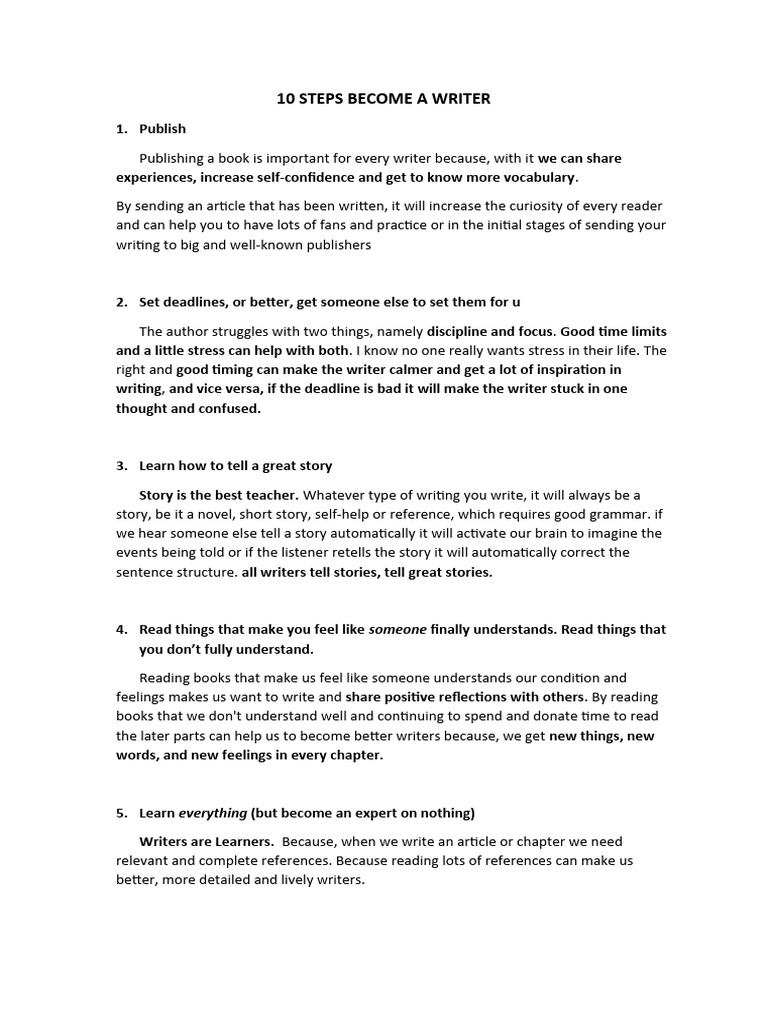 10 Steps Become A Writer | PDF