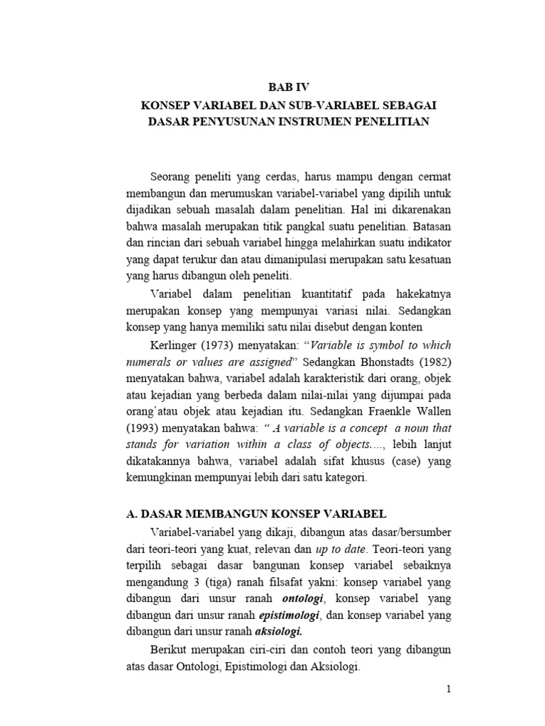 8 Konsep Variabel Dan Sub-Variabel Sebagai Dasar Penyusunan Instrumen ...