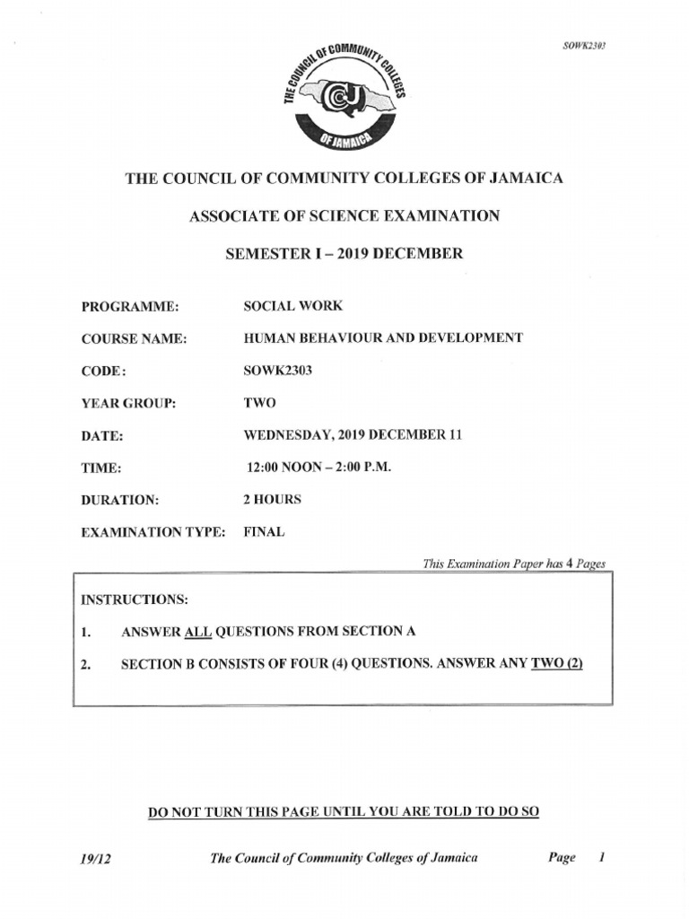 CCCJ Human Behaviour and Development Dec 2019 | PDF