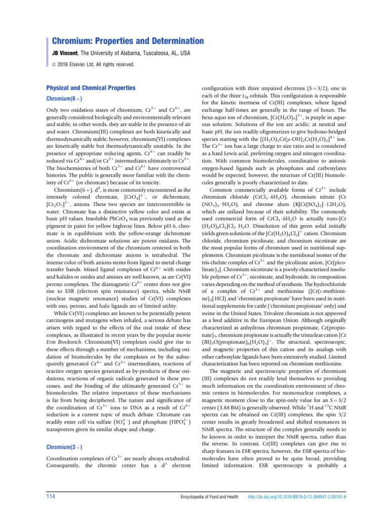 Chromium: Properties and Determination | PDF | Chromium | Chemical ...