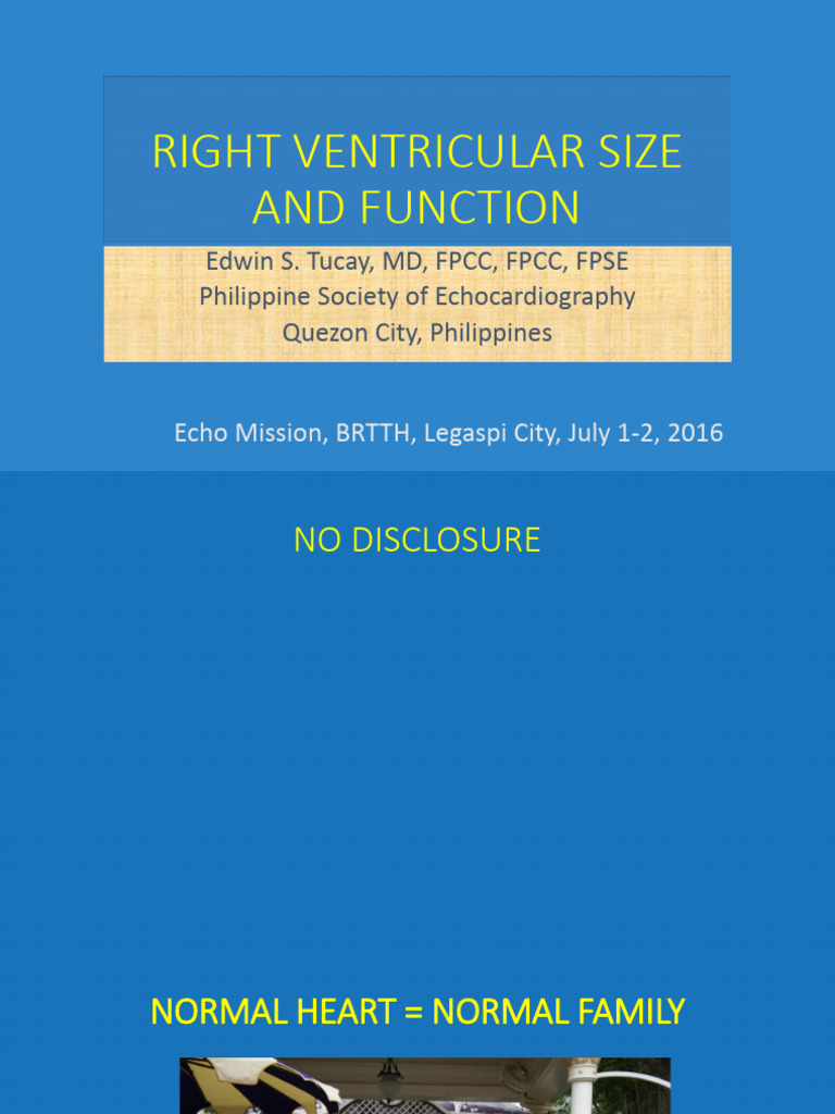 Right Ventricular Size and Function Tucay | PDF | Ventricle (Heart) | Ejection Fraction