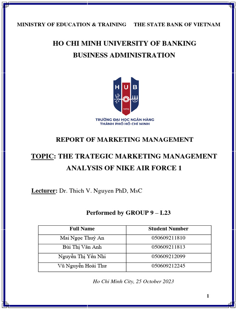 L23 Group 9 Report Marketing Management of Nike Air Force 1 | PDF | Nike | Brand