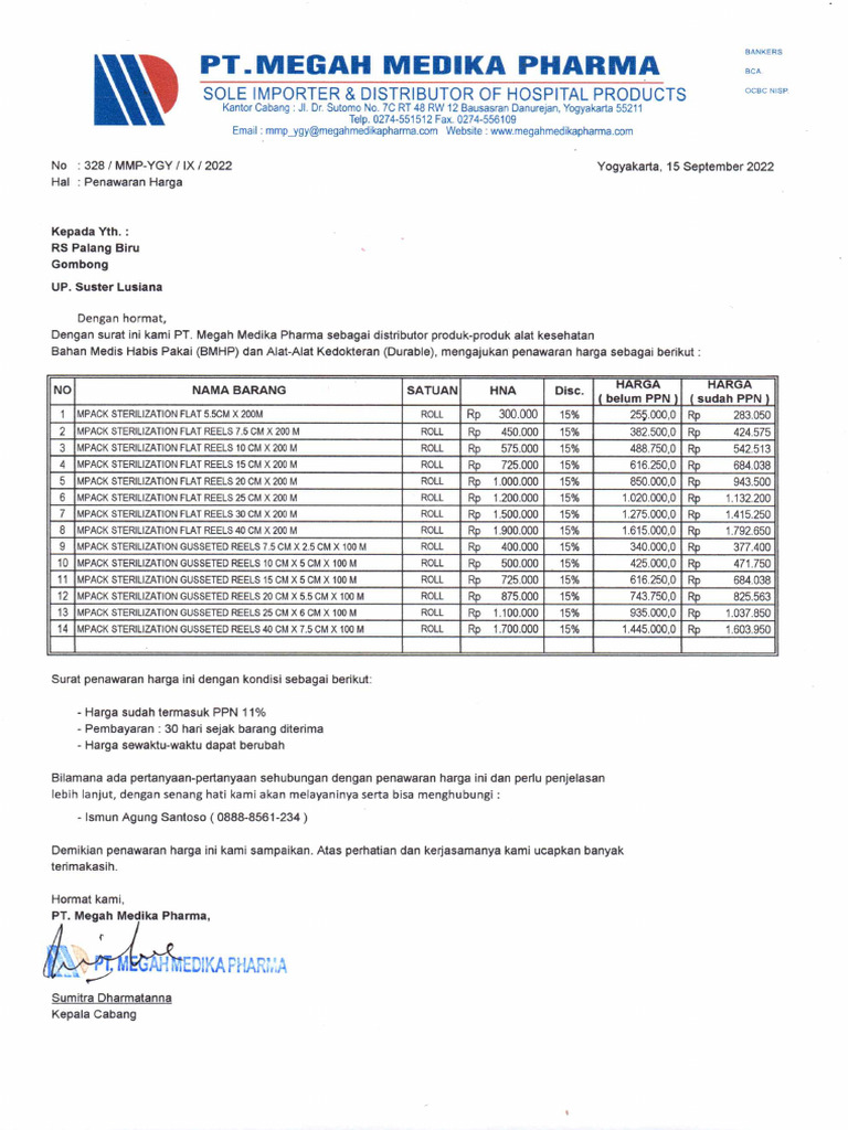 Penawaran Pouches - Mpack - PT Megah Medika Pharma | PDF