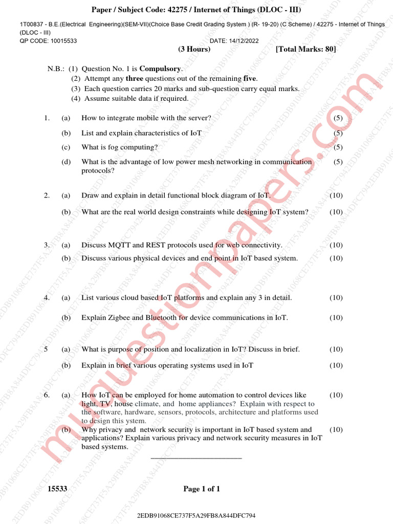 Be - Electrical Engineering - Semester 7 - 2022 - December - Dloc III ...