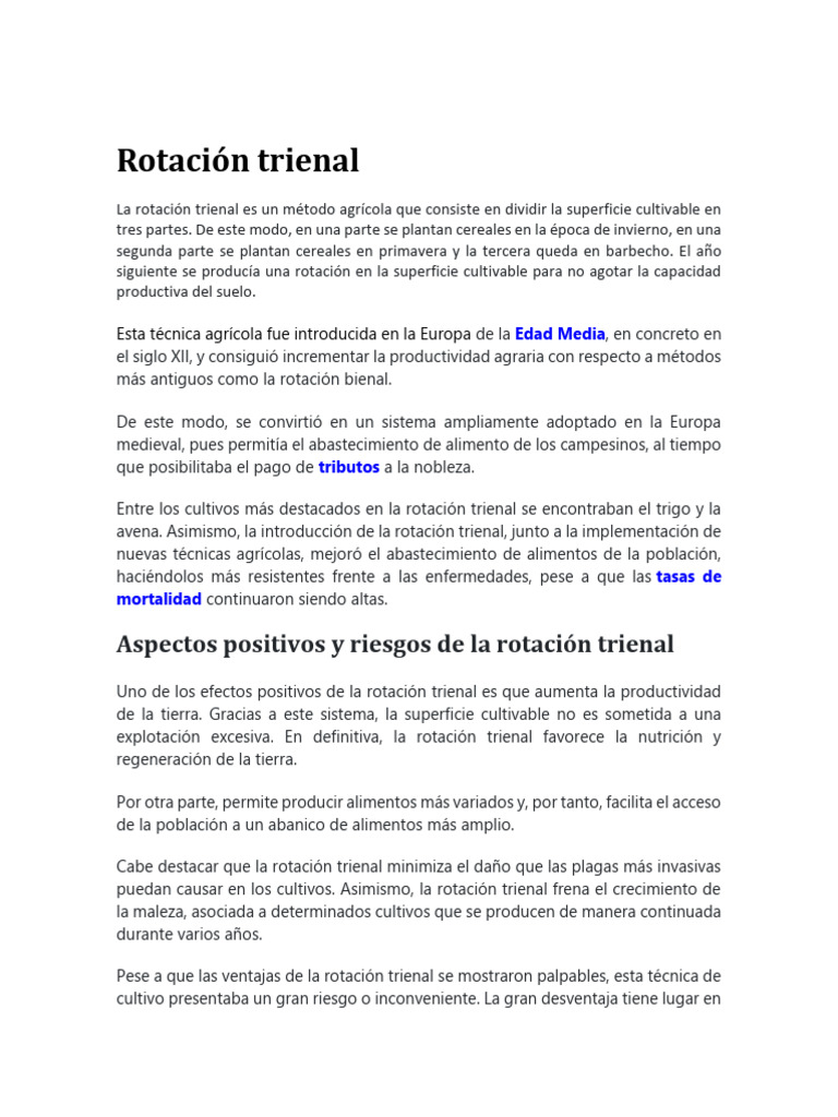 Rotación trienal | PDF | Agricultura | Comida y bebida