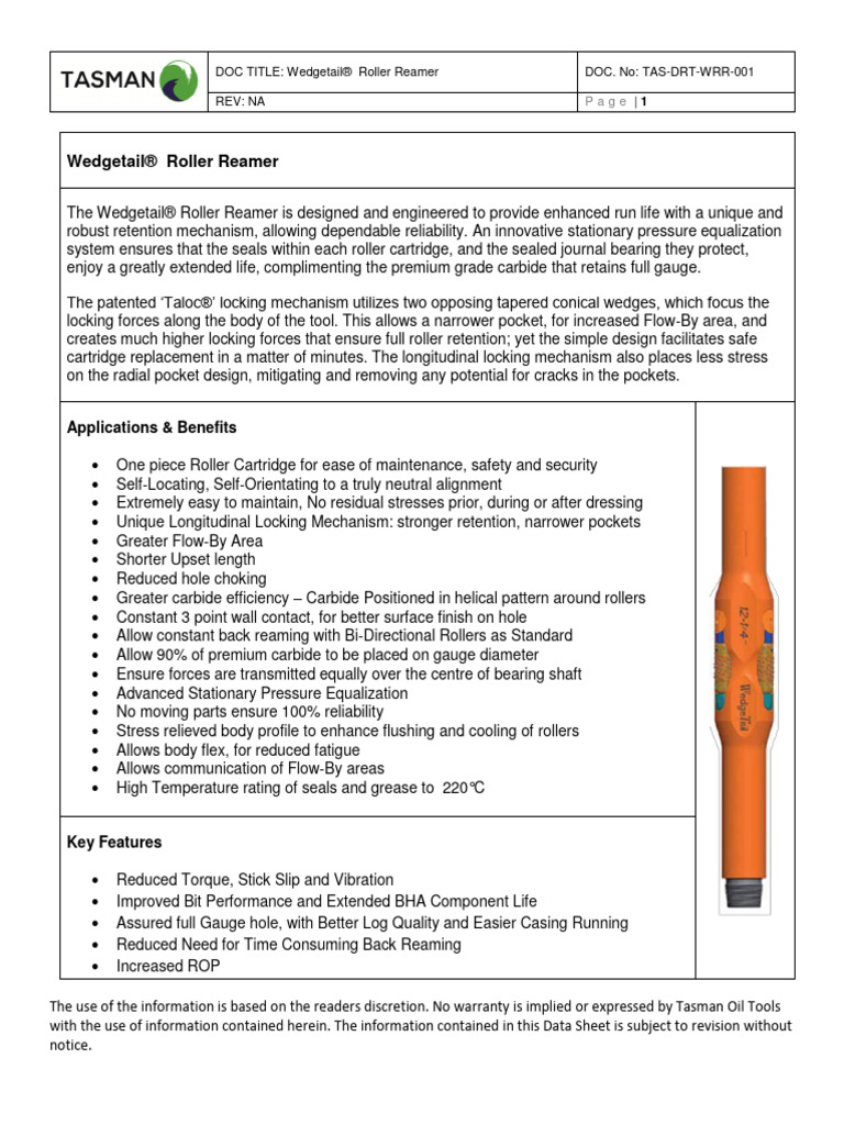 Wedgetail Roller Reamer | PDF