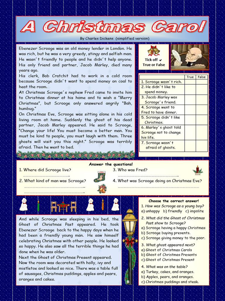 Simplified A Christmas Carol Summary | PDF | Ebenezer Scrooge | A ...