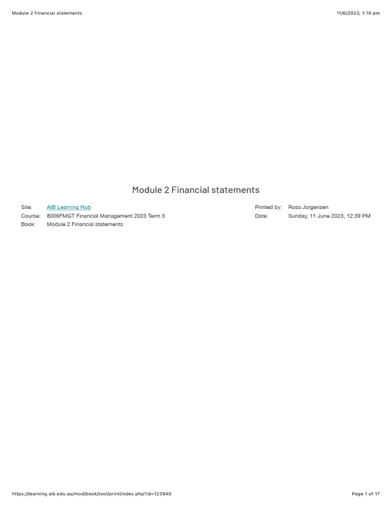 Module 2 Financial Statements | PDF | Balance Sheet | Depreciation