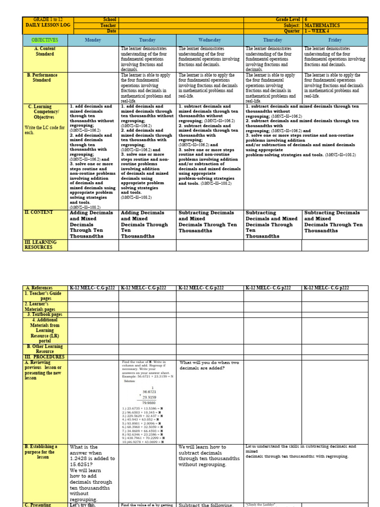 WEEK4 DLL MATH | PDF