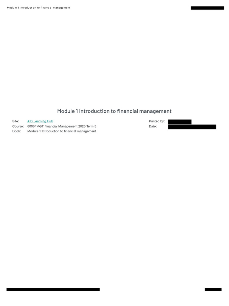 Module 1 Introduction To Financial Management - Redacted | PDF
