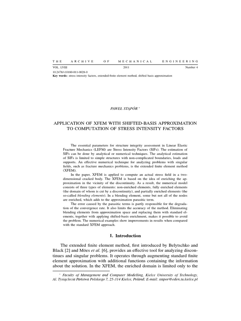 Engineers' Guide to XFEM & SIFs | PDF
