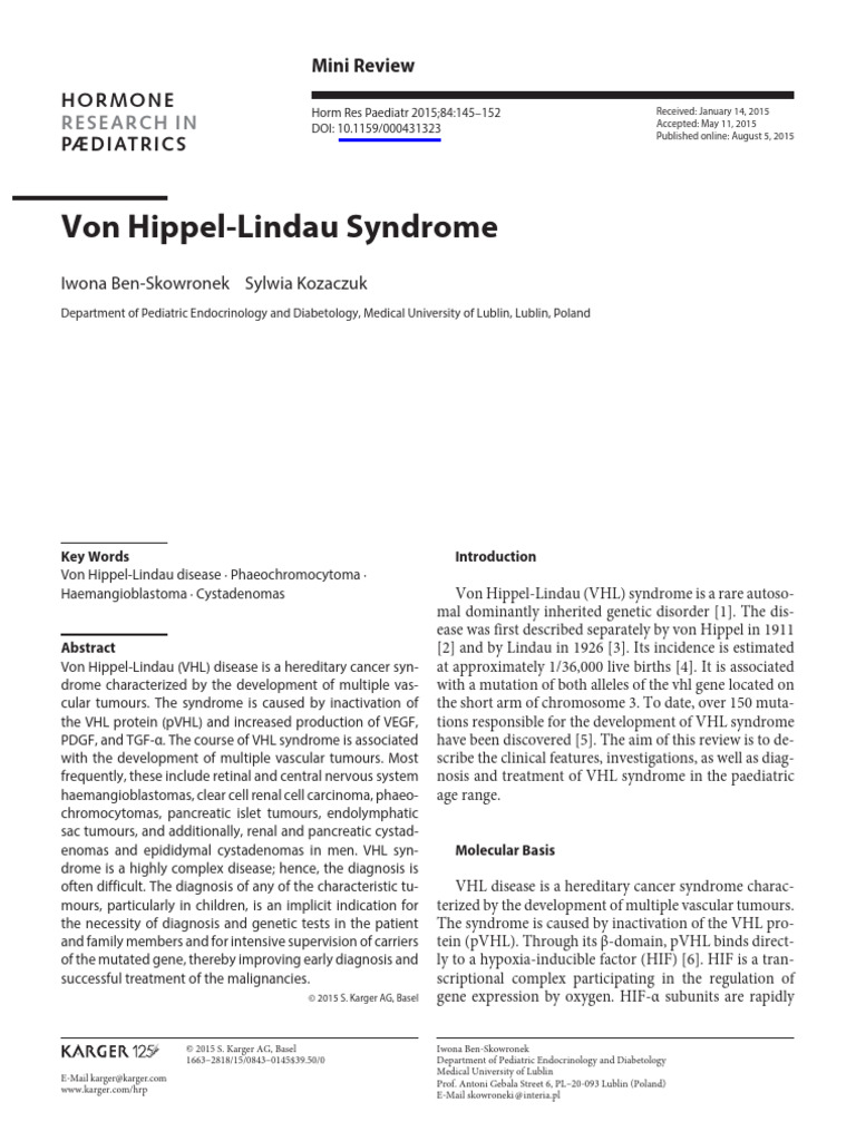Von Hippel-Lindau Syndrome | PDF | Medicine | Causes Of Death