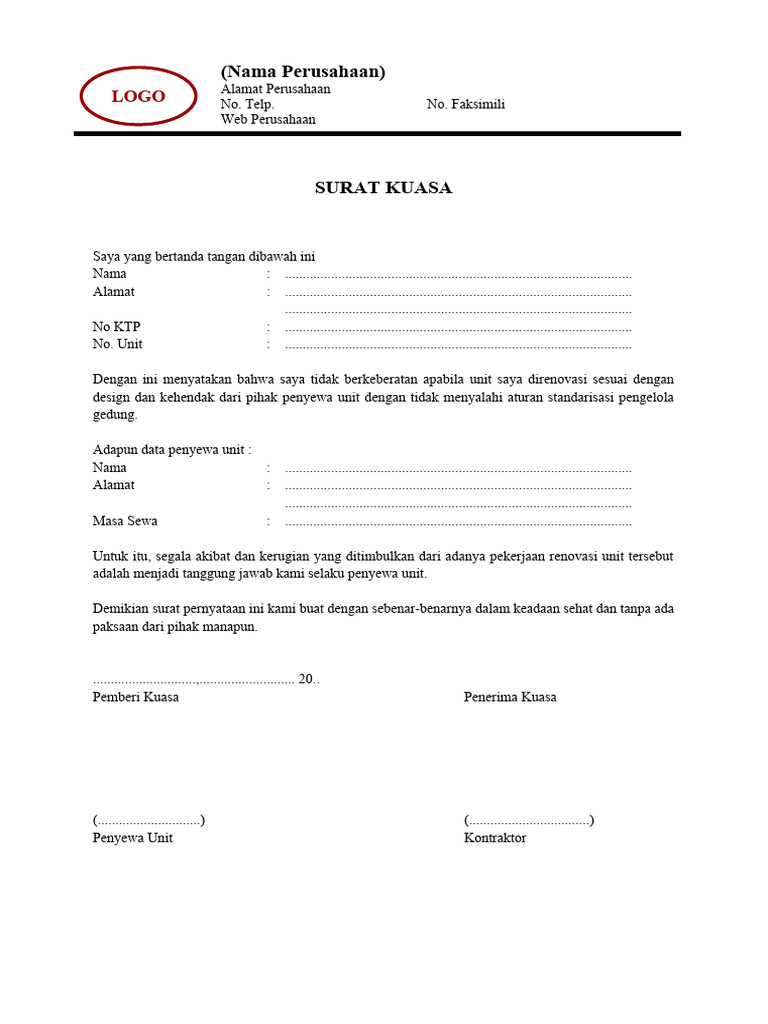 (Bizform) Formulir Surat Kuasa Fitting Out | PDF