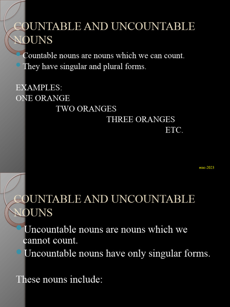 Countables Uncountable | PDF | Noun | Plural