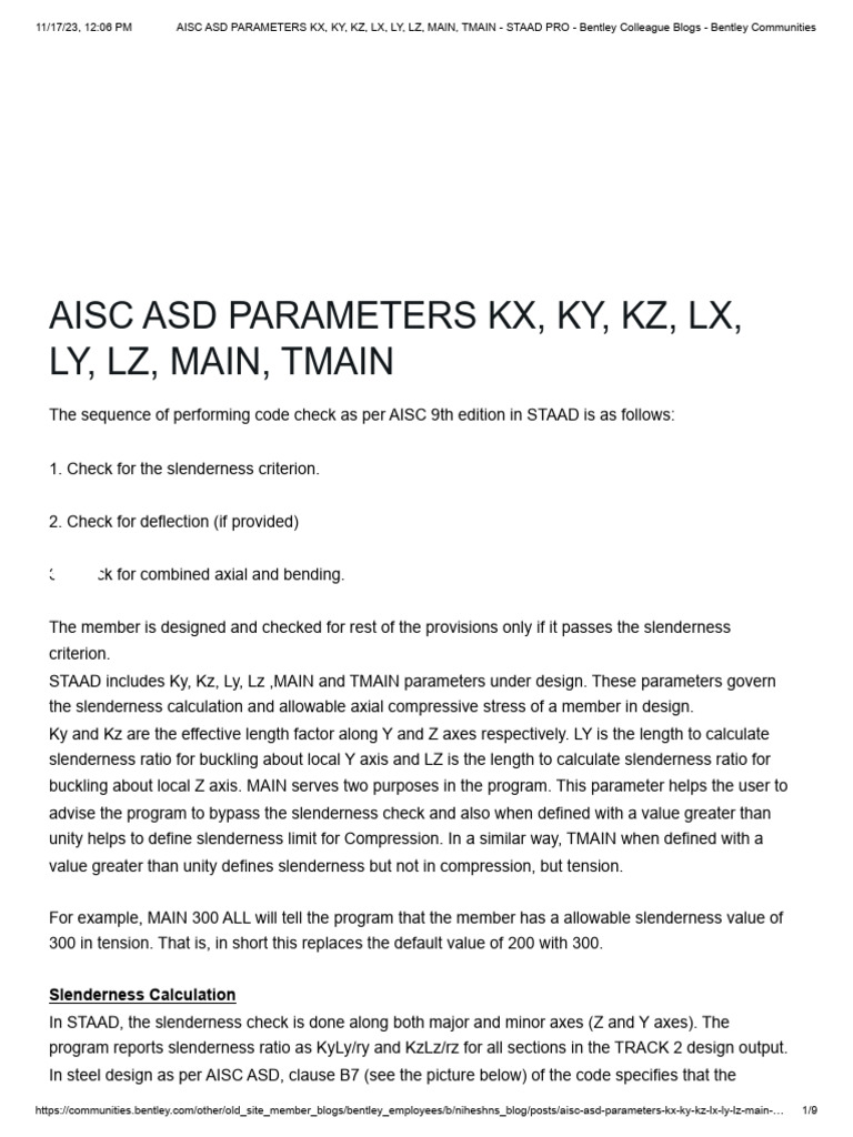 AISC Slenderness Parameters in STAAD Pro | PDF | Technology & Engineering