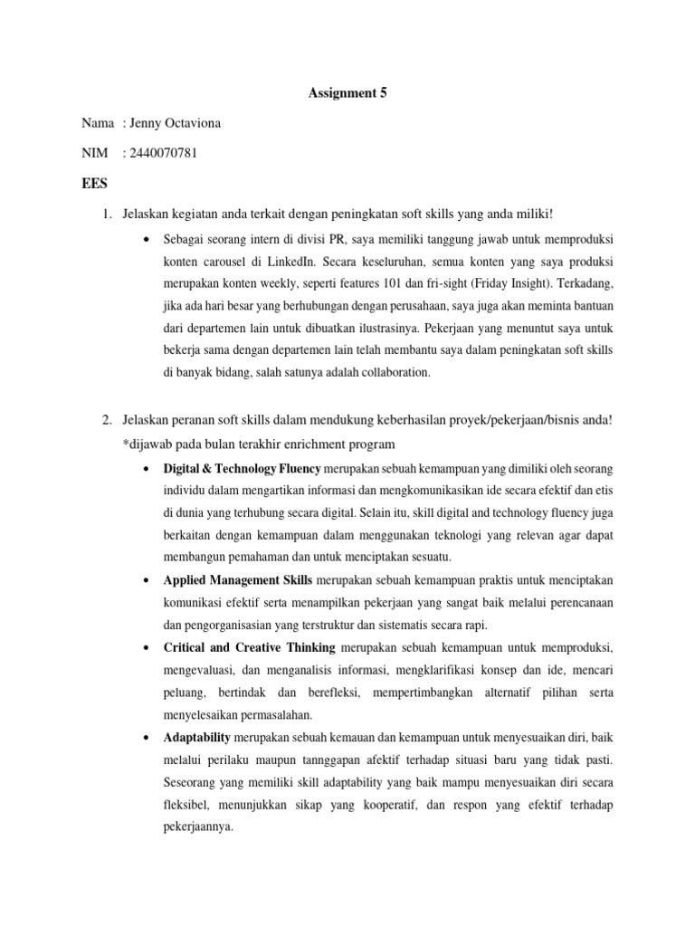Assignment Bulan 5 - EES - Jenny Octaviona - 2440070781 | PDF