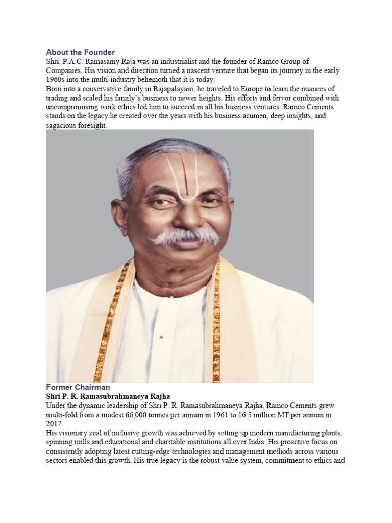 Legacy of Ramco Group Founders | PDF