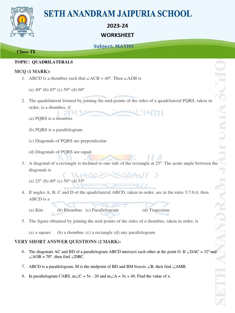 Quad 3 | PDF | Rectangle | Geometry